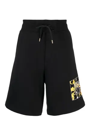 Versace Logo-print Cotton Track Shorts - Black