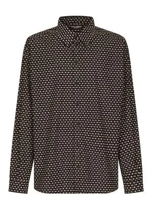 Dolce & Gabbana Geometric-print Cotton Shirt - Black