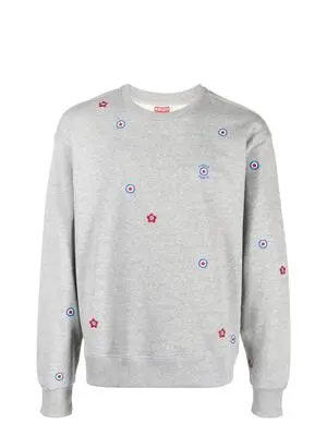 Kenzo Floral-embroidered Cotton Sweatshirt - Grey