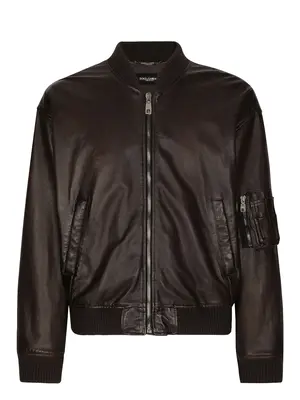 Dolce & Gabbana Lambskin Bomber Jacket - Brown