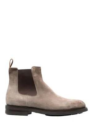 Santoni Round-toe Suede Ankle Boots - Brown