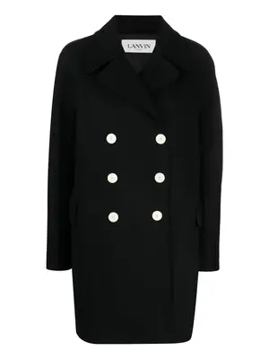 LANVIN Double-breasted Wool Coat - Black
