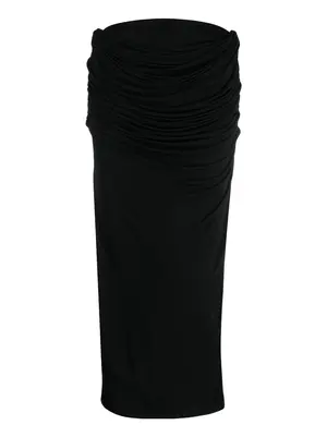 Paris Georgia Draped Straight Midi Skirt - Black