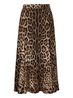 Dolce & Gabbana Leopard-print Midi Skirt - Brown