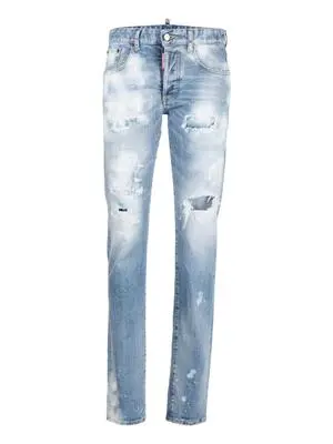 Dsquared2 Distressed-effect Straight-leg Jeans - Blue