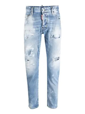 Dsquared2 Distressed-finish Tapered-leg Jeans - Blue