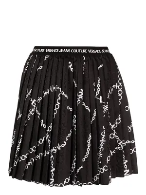 Versace Chain-link Print Pleated Mini Skirt - Black
