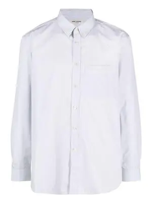 Saint Laurent Striped Long-sleeve Cotton Shirt - White