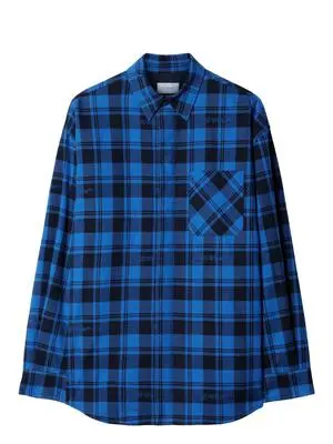 Off-White Checked Flannel Shirt - Blue