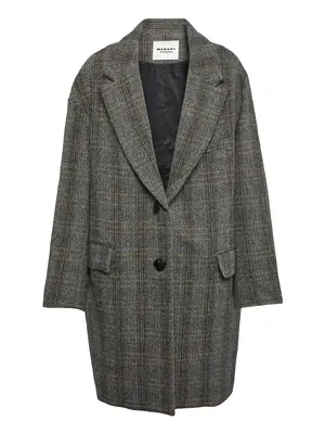 MARANT ETOILE Marant Etoile Limiza Herringbone Oversized Wool Coat Multicoloured