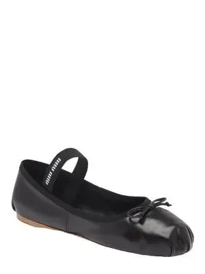 Miu Miu Lea Logo Ballerina Flat - Black