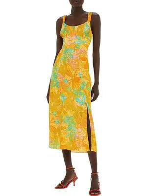 Whistles Pleated Smocked Midi Dress - Multicolor