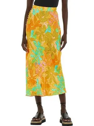 Whistles Side Button Midi Skirt - Multicolor