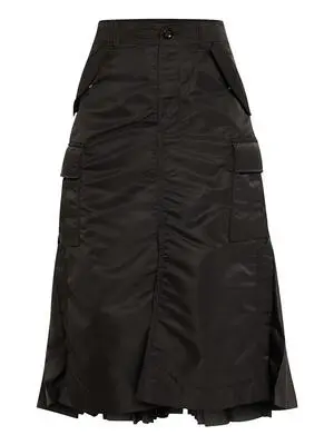 Sacai SACAI Nylon-Twill Pleated Cargo Midi Skirt Black