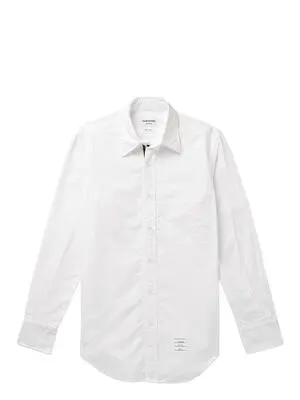 Thom Browne Slim-fit Button-down Collar Logo-appliquéd Cotton Oxford Shirt - White