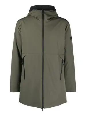 Peuterey Hooded Coat With Logo Patch - Green
