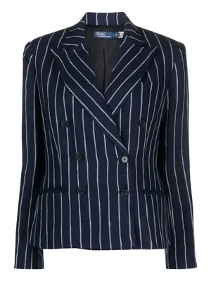 Polo Ralph Lauren Striped Linen Blazer - Blue