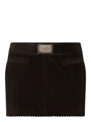 Dolce & Gabbana Ribbed Velvet Mini Skirt - Black