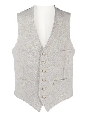 Polo Ralph Lauren Herringbone Wool-blend Waistcoat - Grey