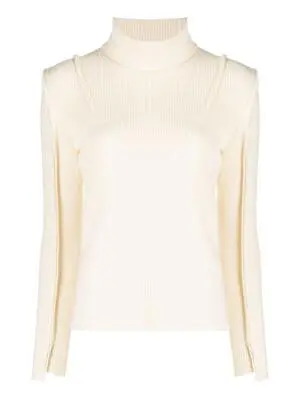 R13 Roll-neck Ribbed-knit Jumper - White