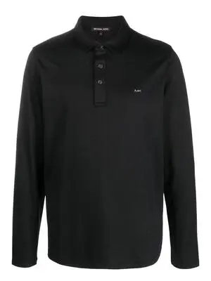 Michael Kors Long-sleeve Cotton Polo Shirt - Black