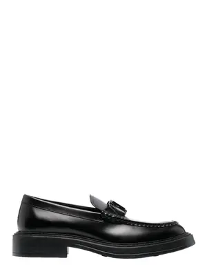 TOD'S Logo-plaque Leather Loafers - Black