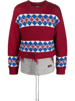 Dsquared2 Distressed-finish Wool Jumper - Red