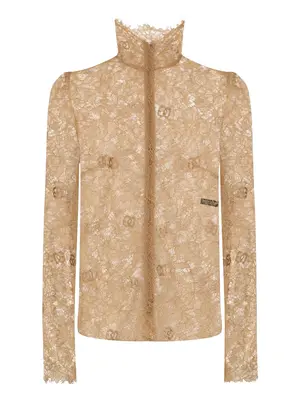 Dolce & Gabbana Sheer Lace Blouse - Brown
