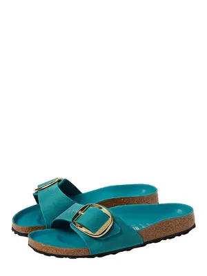 BIRKENSTOCK Birkenstock Madrid Big Buckle Oiled Leather Slide Sandals Blue