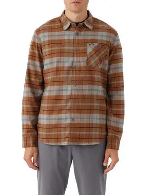 O'Neill Redmond Plaid Stretch Flannel Button-up Shirt - Medium Brown