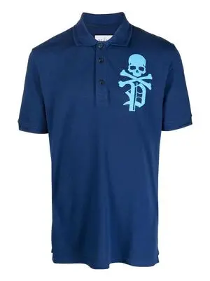 Philipp Plein Skull & Bones Logo-print T-shirt - Blue