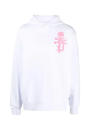 Philipp Plein Gothic Logo-flocked Cotton Hoodie - White
