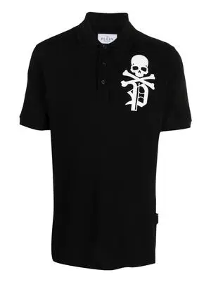 Philipp Plein Skull & Bones Piqué Polo Shirt - Black