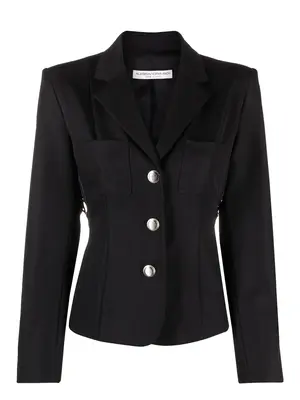 Alessandra Rich Wool-blend Blazer With Lace-up Detail - Black