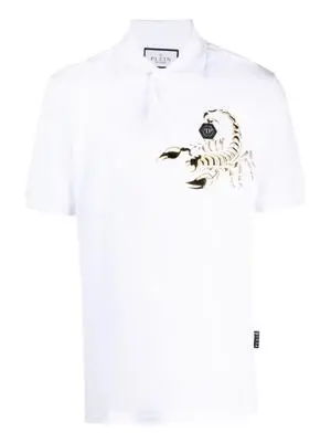 Philipp Plein Scorpion Cotton Polo Shirt - White
