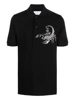 Philipp Plein Scorpion Cotton Polo Shirt - Black