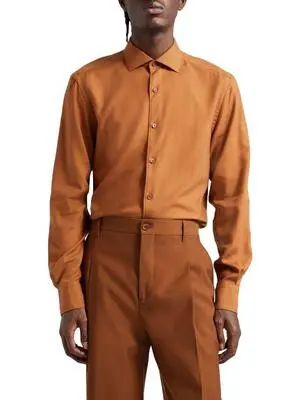 Zegna Cashco Cotton & Cashmere Button-up Shirt - Vicuna