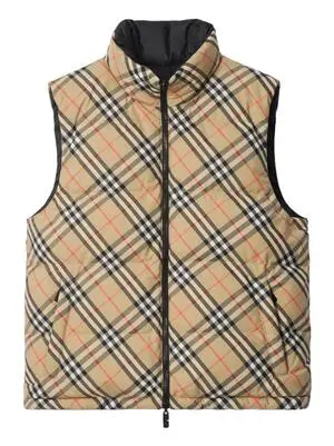 Burberry Reversible Check Puffer Gilet Sand Beige