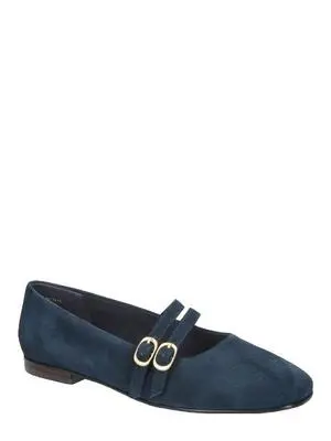 BELLA VITA Davenport Mary Jane Flat - Navy Suede Leather