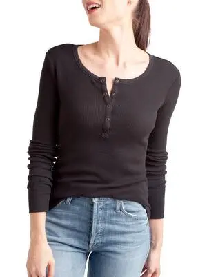 Splendid Classic Thermal Henley - Black