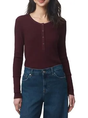 Splendid Classic Thermal Henley - Dark Plum Purple