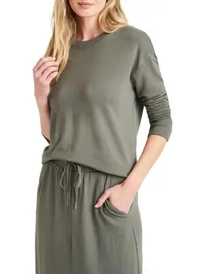 Splendid Splendid Crewneck Pullover Vintage Olive Branch