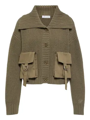 Blumarine Ribbed-knit Wool Cardigan - Green