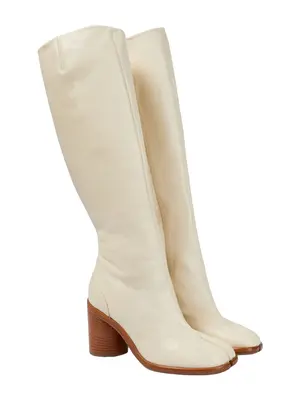 MAISON MARGIELA Tabi Knee-high Leather Boots - White