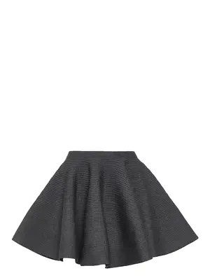 Alaïa Ribbed-knit Wool-blend Miniskirt - Grey