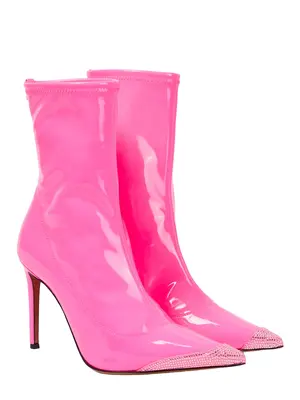 Alexandre Vauthier Crystal-embellished Faux Leather Ankle Boots - Pink