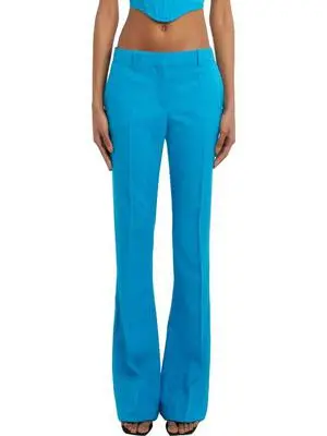 Versace Logo Flare Leg Virgin Wool Pants - 1vb70 Mediterranean Blue