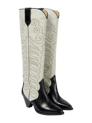 Isabel Marant Étoile Isabel Marant Liela Leather And Suede Cowboy Boots Multicoloured