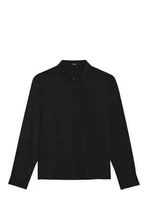 Theory Classic Fitted Silk Shirt - Black