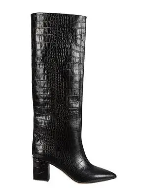 Paris Texas Anja 70mm Crocodile-embossed Leather Boots - Carbone